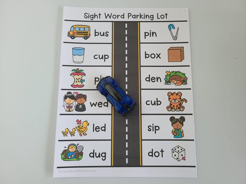 Sight Word Parking Lot Matching | Reading | Preschool | Toddler | Busy ...