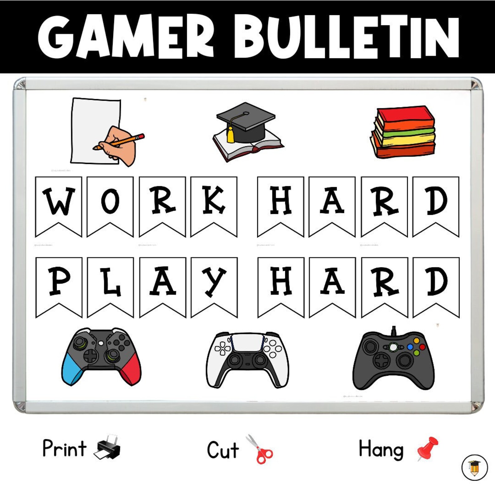 GAMER Bulletin Board Classroom Decor Gamer Display Printable Poster ...