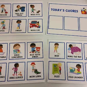 1 BOARD + 34 CHORE CARDS | Children's Chore Boards | Daily Routines ...