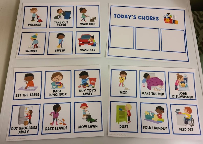 1 BOARD + 34 CHORE CARDS | Children's Chore Boards | Daily Routines ...