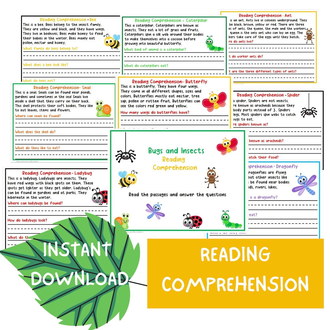 Reading Comprehension MEGA BUNDLE Reading and Writing - Etsy