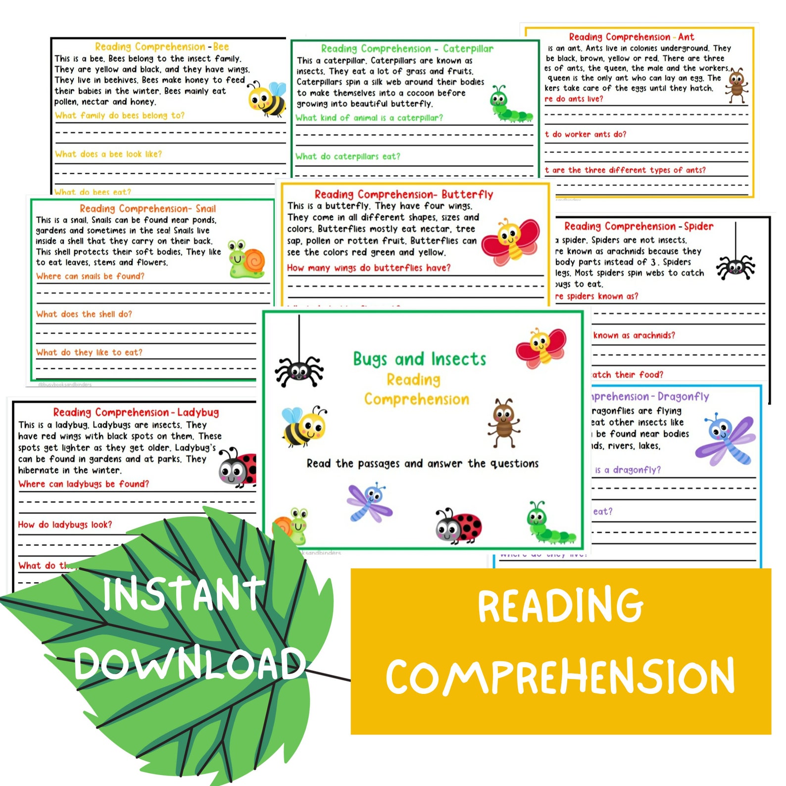 Reading Comprehension MEGA BUNDLE Reading and Writing - Etsy