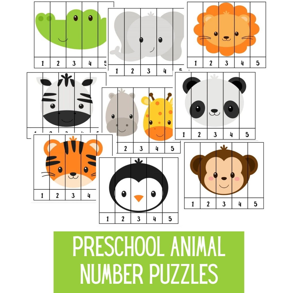 NUMBER PUZZLE BUNDLE Preschool Animal Puzzle Number Puzzle - Etsy