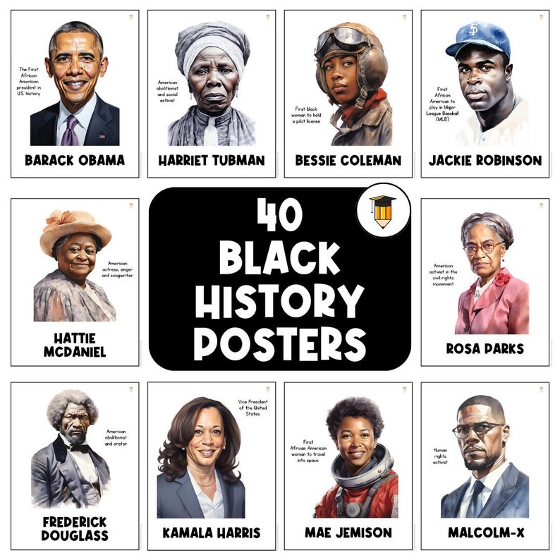 40 Black History Posters | Bulletin Board Display | Black History Decor ...