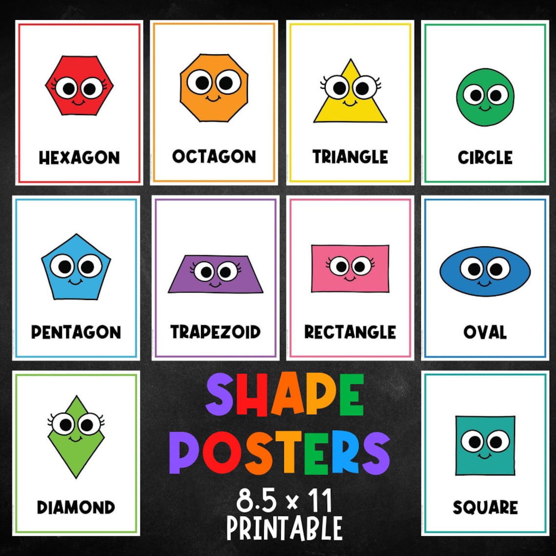 Shapes Poster Classroom 2D Shapes Sorting Activities - Etsy