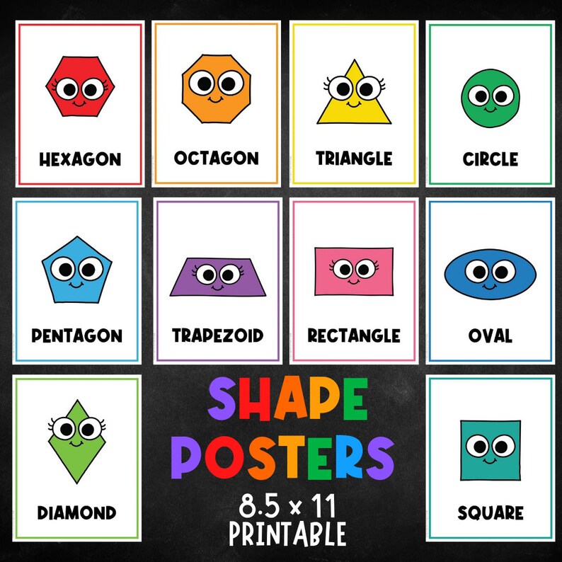 Shapes Poster Classroom 2D Shapes Sorting Activities - Etsy