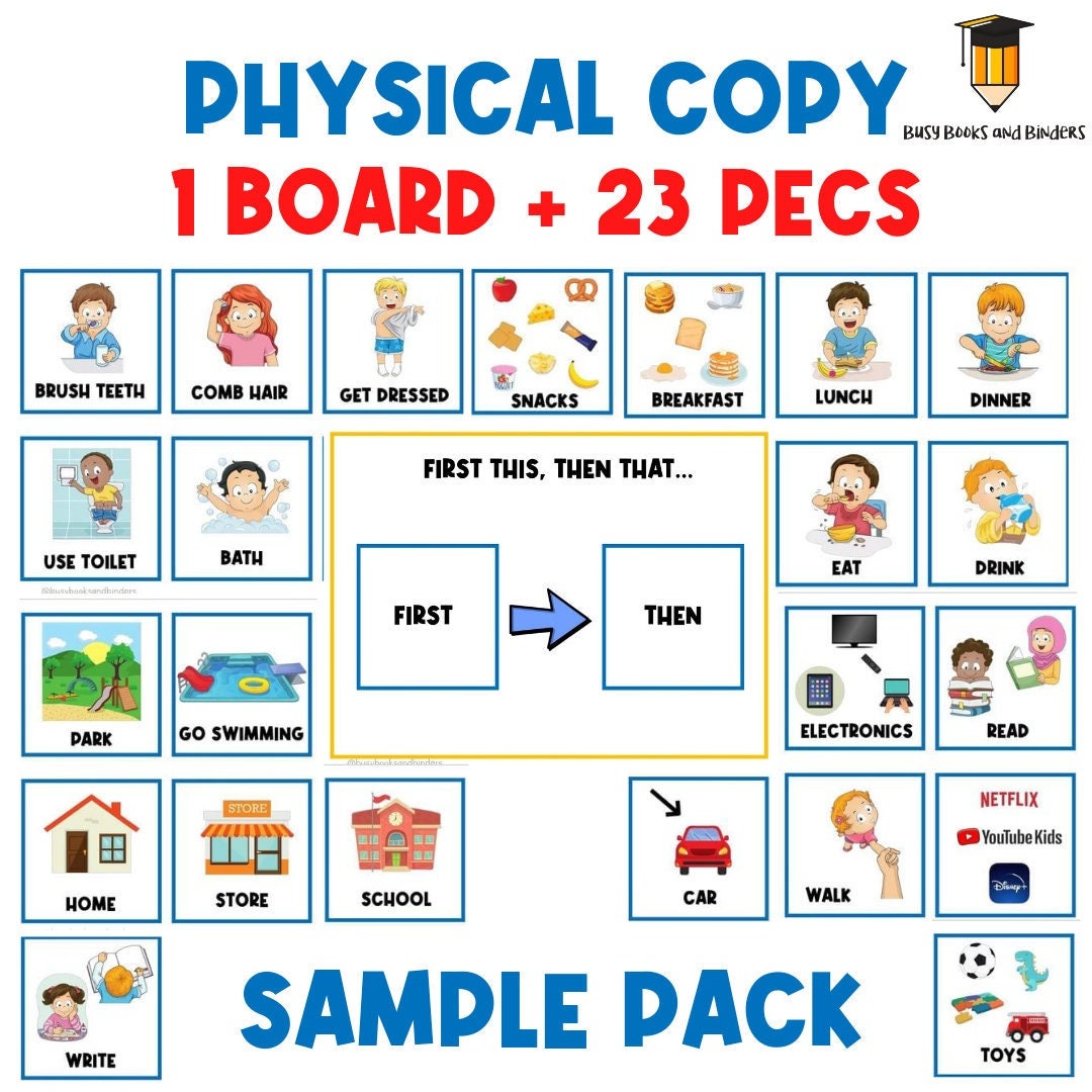 1 BOARD 23 PECS First Then Board Visual Aid Visual Schedule Toddler ...