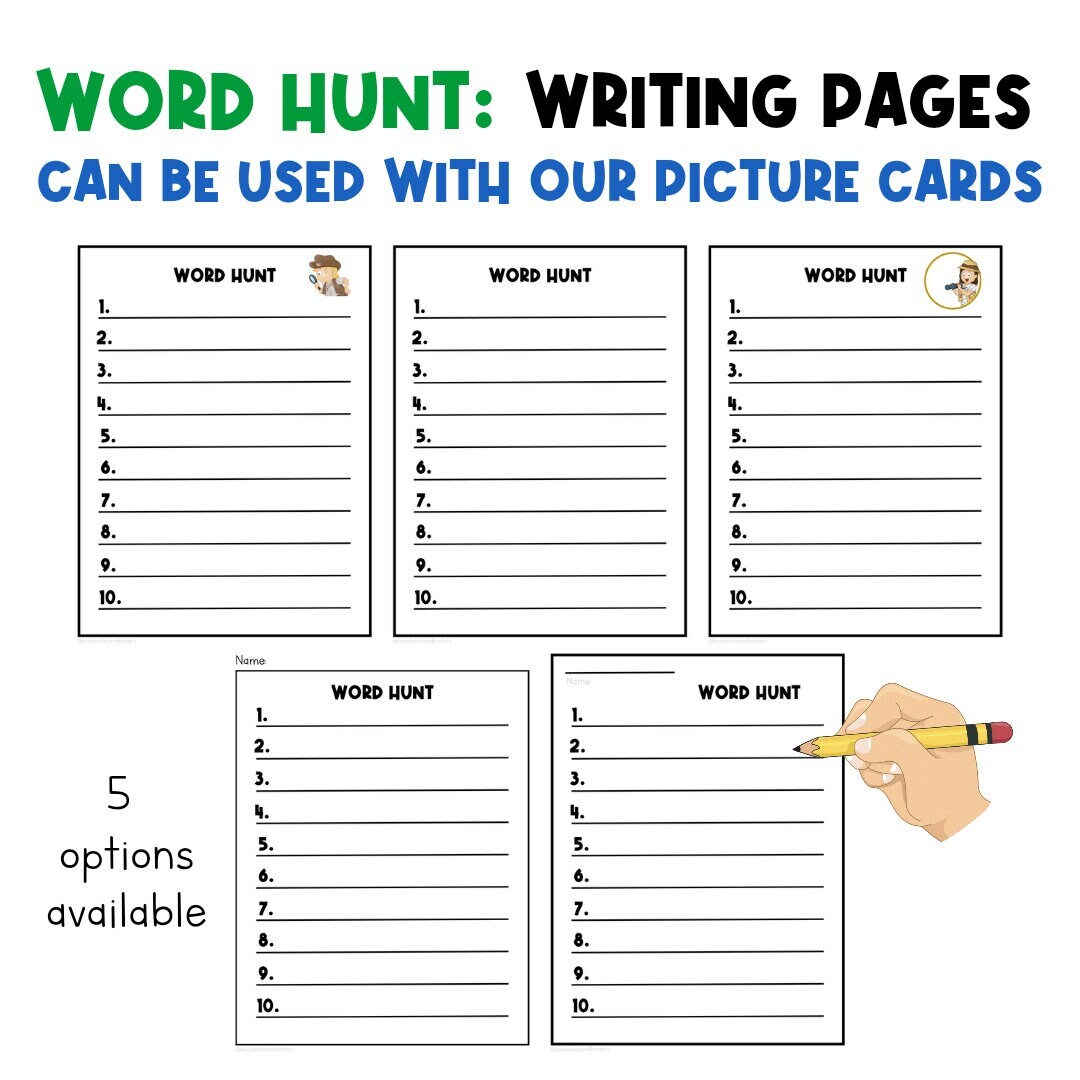 Word Hunt Scavenger Hunt Write the Room Vocabulary Preschool Writing ...