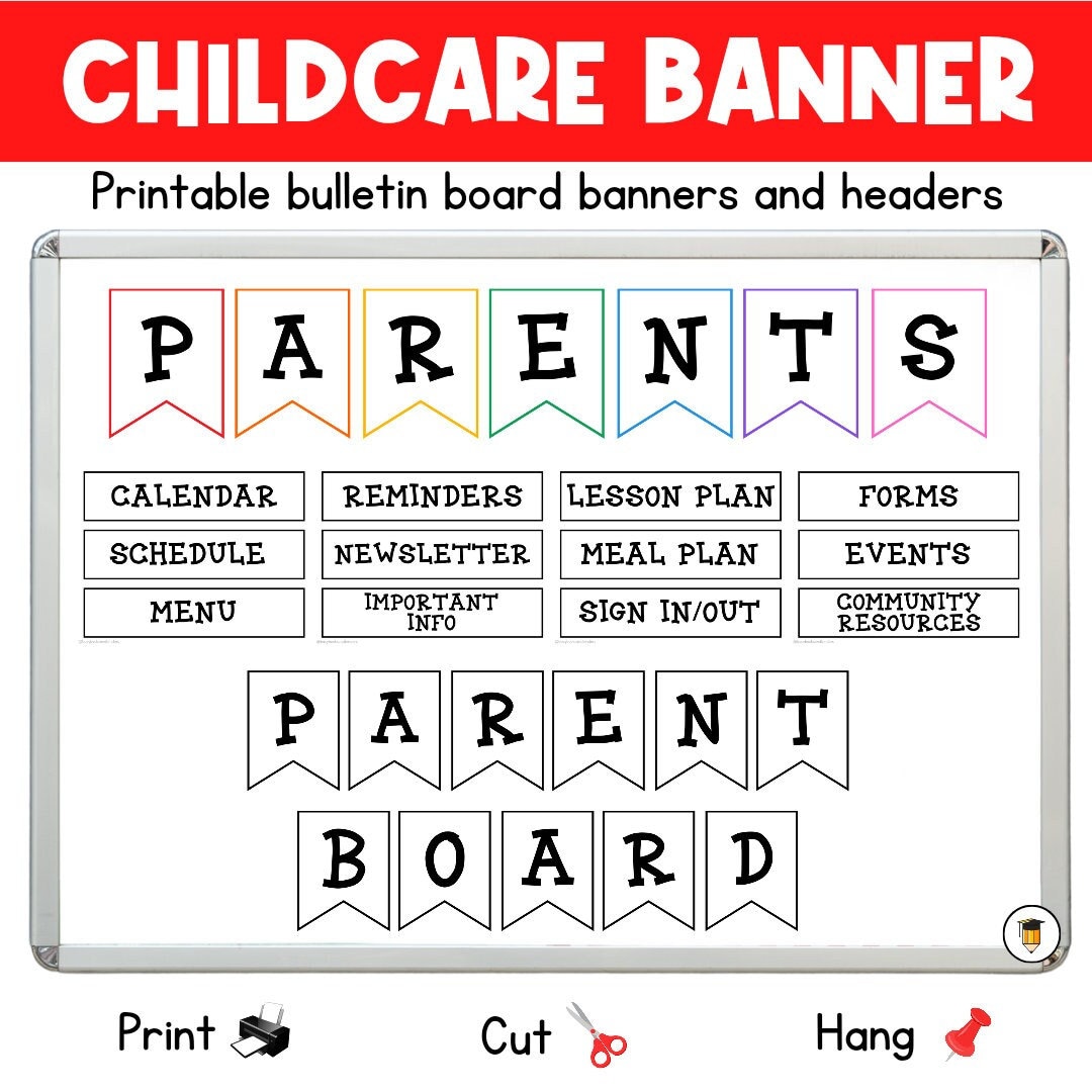 Parent Board Banner Childcare Organization Visual Schedule Parent Board ...