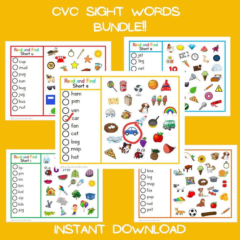 CVC Sight Word Bundle | CVC Sight Words | Literacy Centers | Busy Book ...