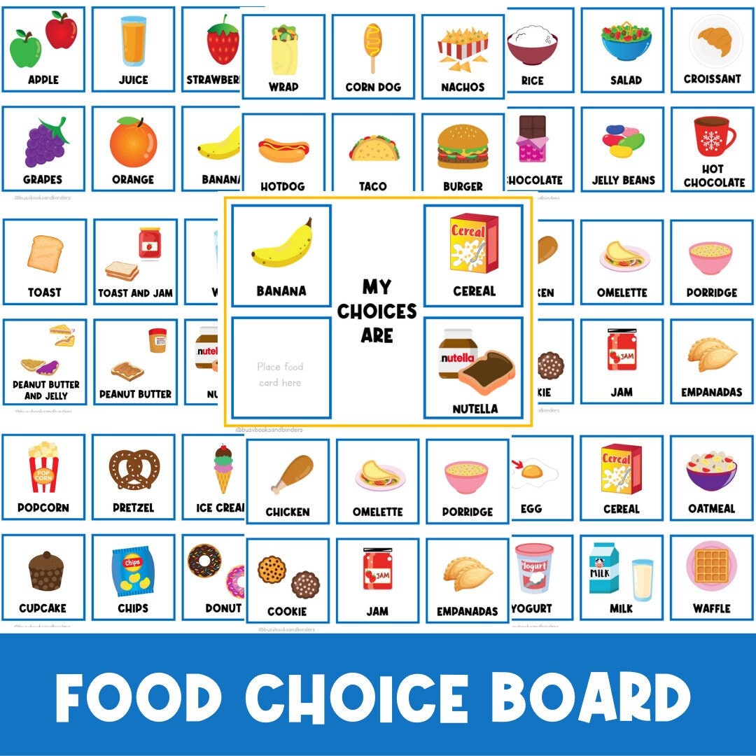 3 BOARDS + 48 CARDS | Food Choice Boards | Food Pictures | Visual Aid ...