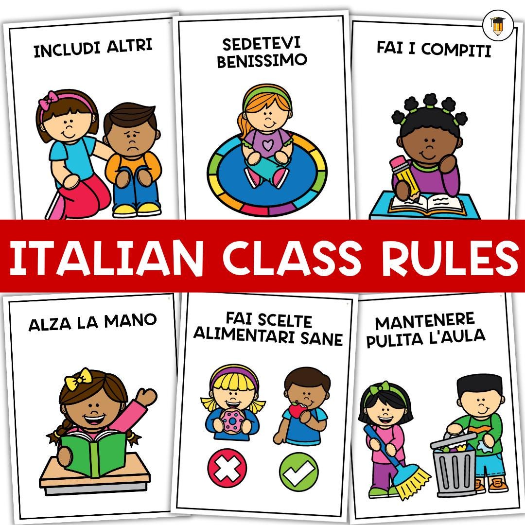 21 ITALIAN Classroom Rules Posters | Whole Body Listening | Classroom ...