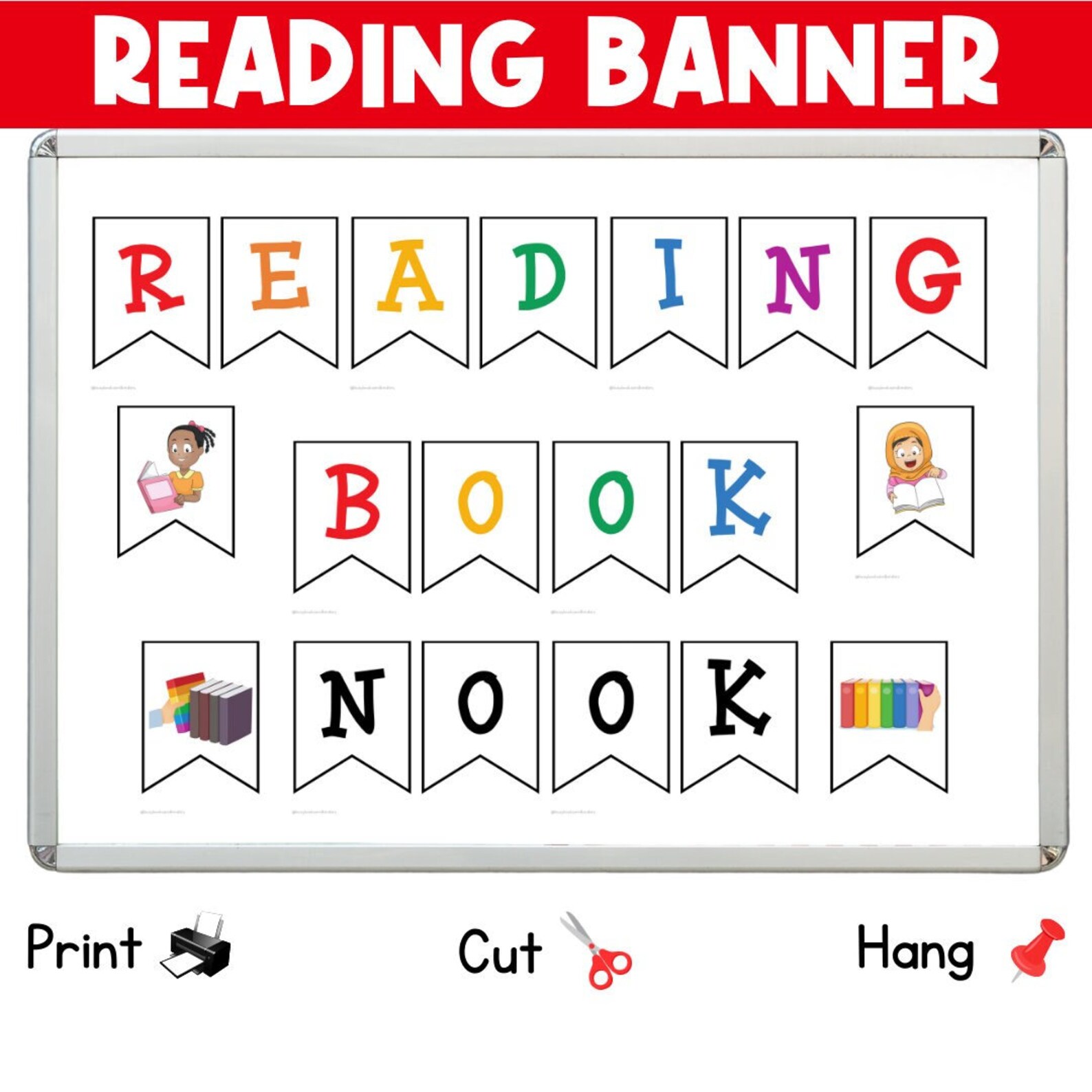READING BANNER Book Nook Banner Printable Banner Reading Corner ...