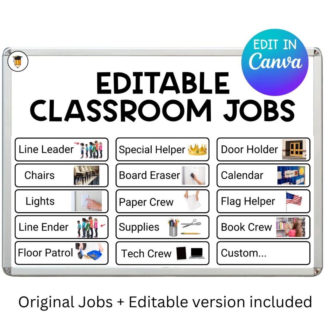 EDITABLE Classroom Jobs | Classroom Visual Task Cards | Classroom Decor ...