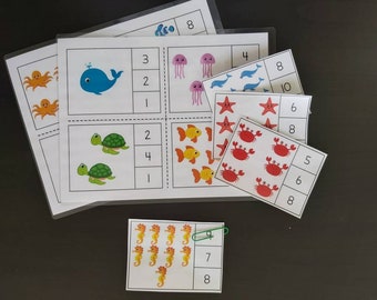 Ocean Counting Cards - Etsy