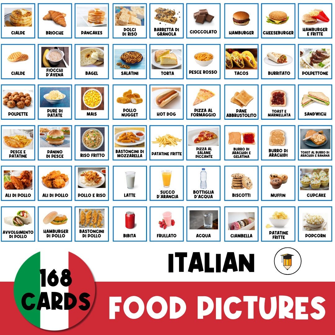ITALIAN: 168 Food Cards + 4 Choice Boards | Food Visual Aid | Behavior ...