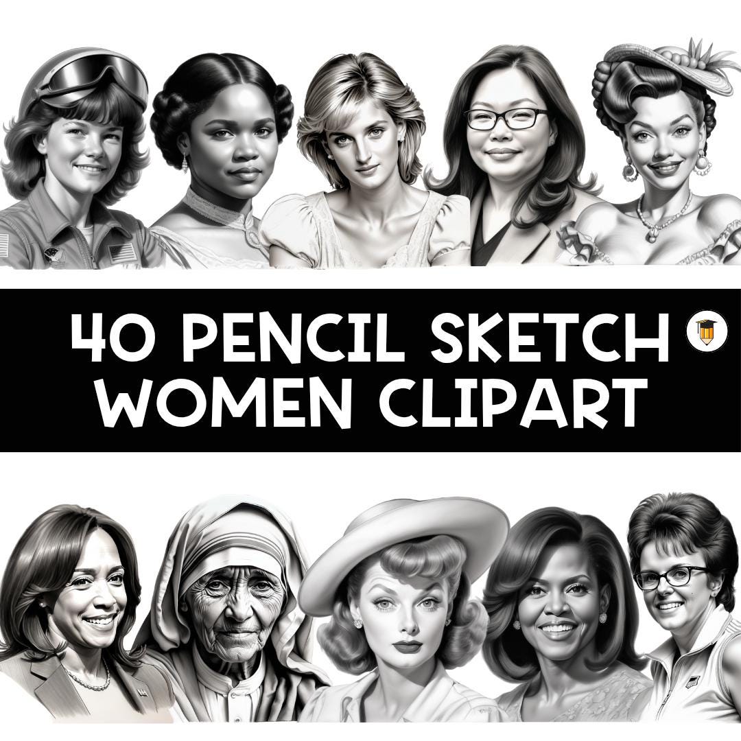 40 Famous Women Clipart | Women's History Month Decor | PNG Image Files ...