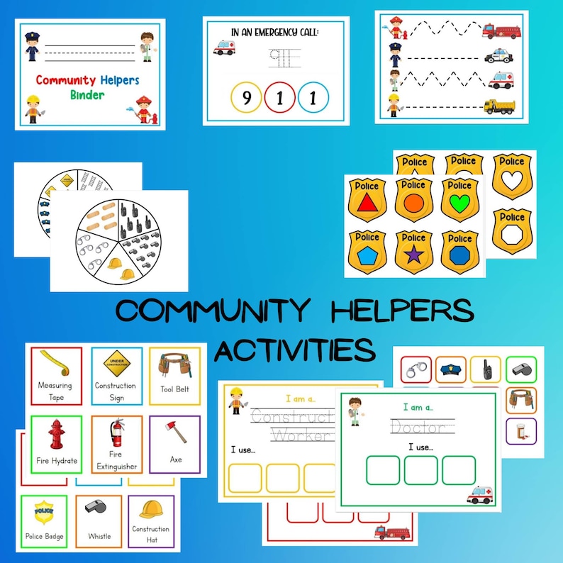 Community Helpers Police Firefighter Doctor Teachers | Etsy