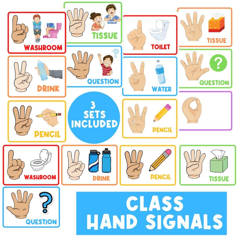CLASS HAND SIGNALS Sign Language Flashcards Communication - Etsy