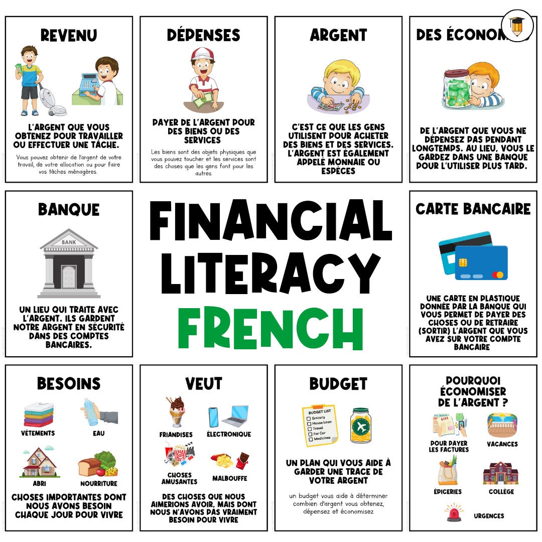 FRENCH Financial Literacy for Kids | Money | Infographic | Learn About ... FRENCH Financial Literacy for Kids | Money | Infographic | Learn About ...