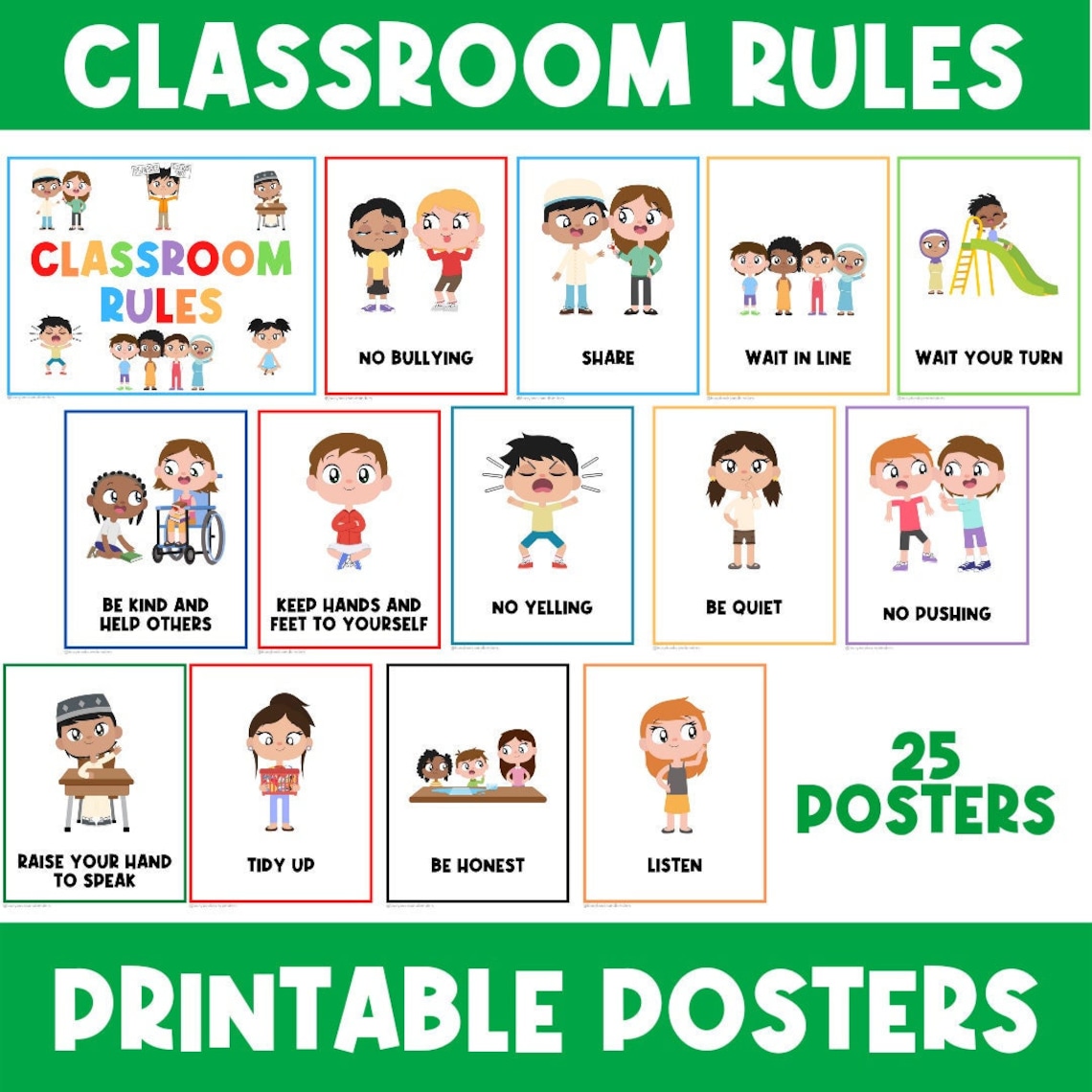 CLASSROOM RULES POSTERS | Whole Body Listening | Classroom Poster ...