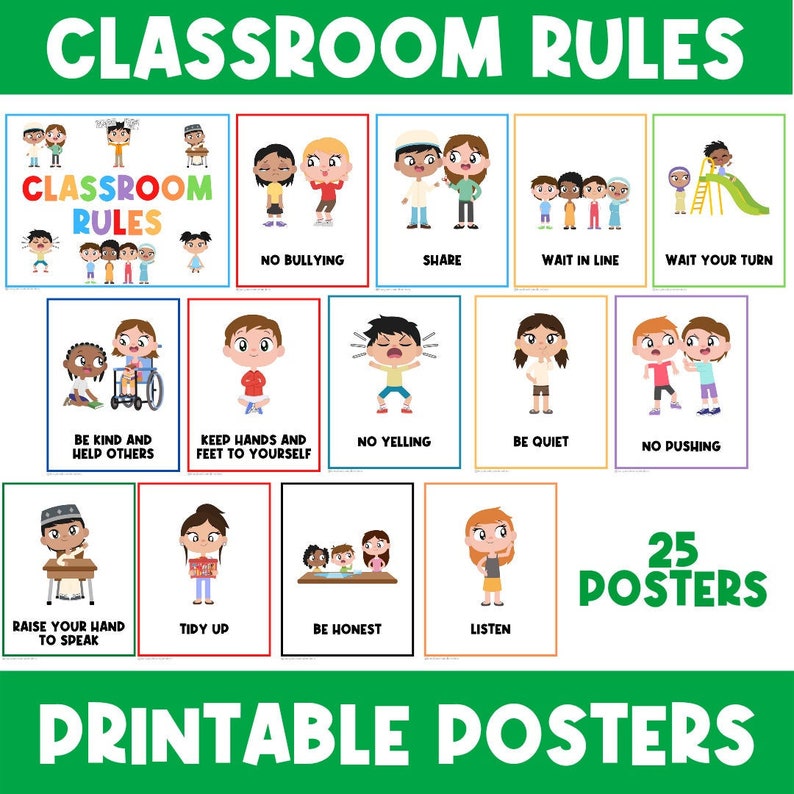 CLASSROOM RULES POSTERS | Whole Body Listening | Classroom Poster ...