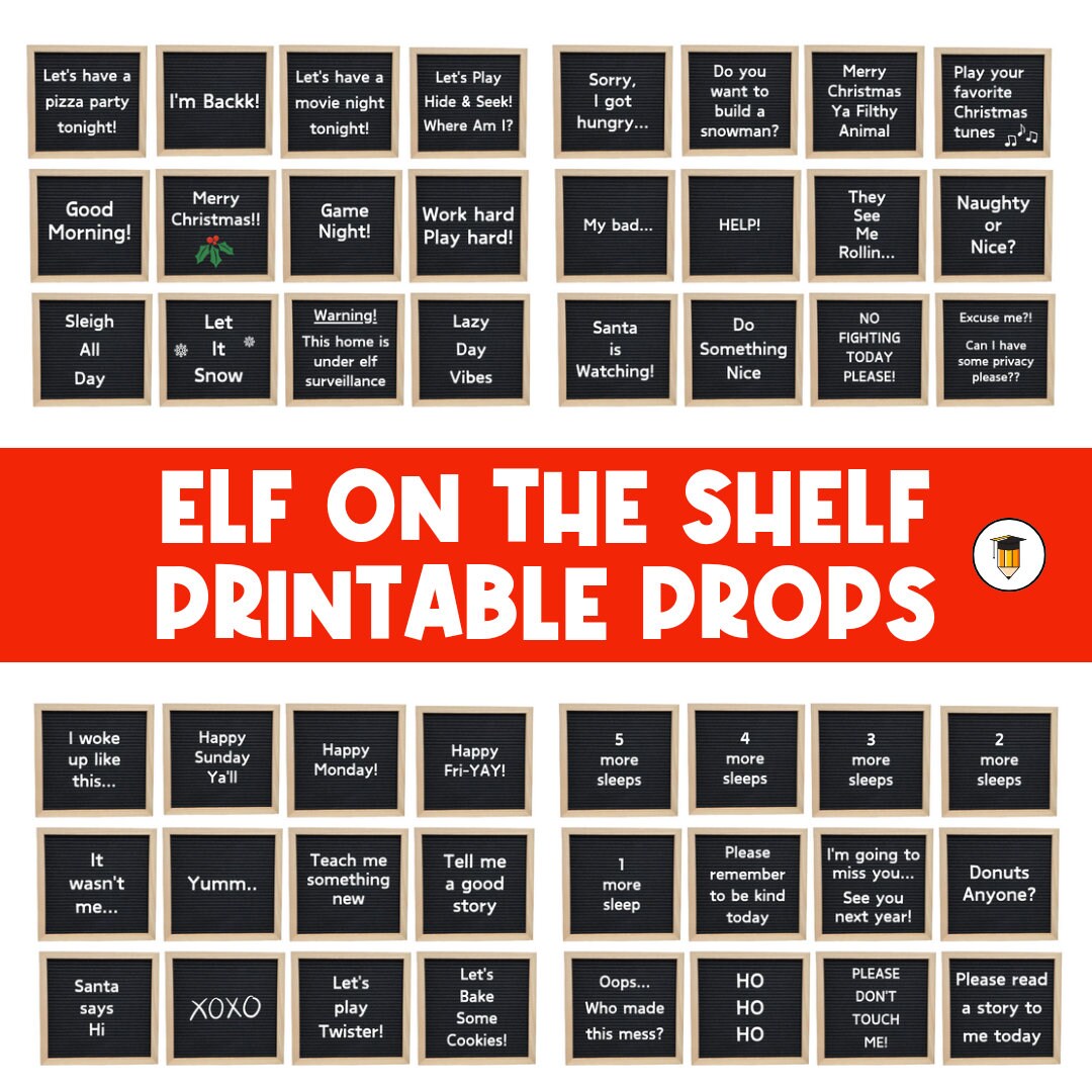 Printable Elf Props Christmas Letterboards Printables Elf Toy Christmas ...