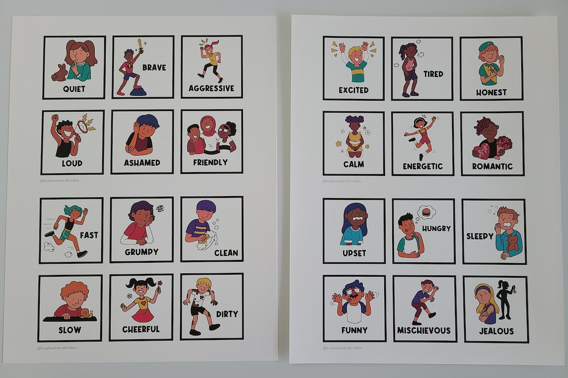 Tarjetas ilustradas con ADJETIVOS / Partes del discurso / Escritura ...