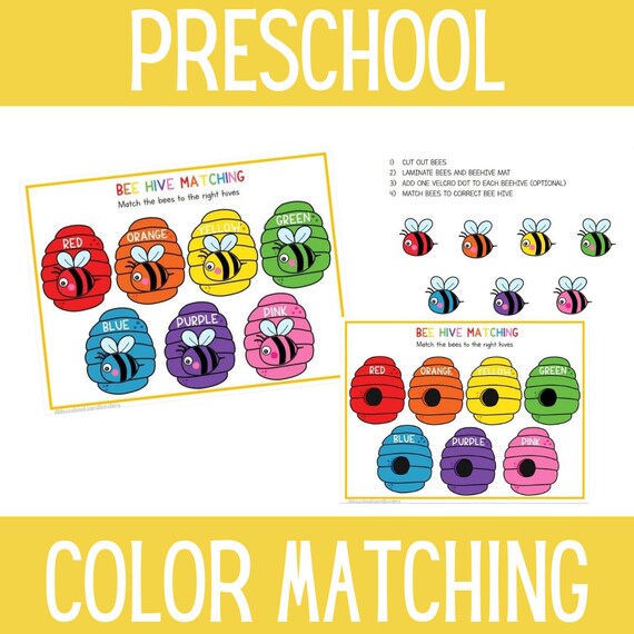 Color Matching Sorting Activities Bees Learn Colours | Etsy