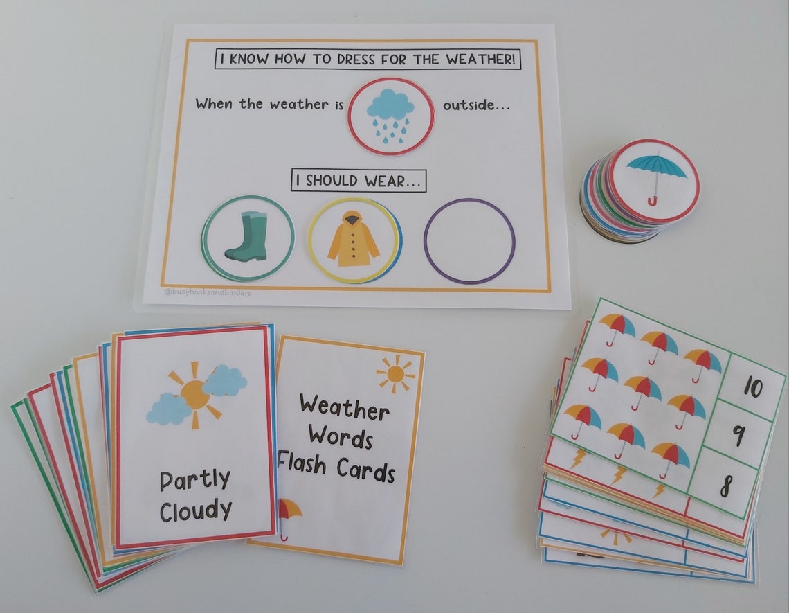Learn About Weather Busy Book Weather Worksheets - Etsy