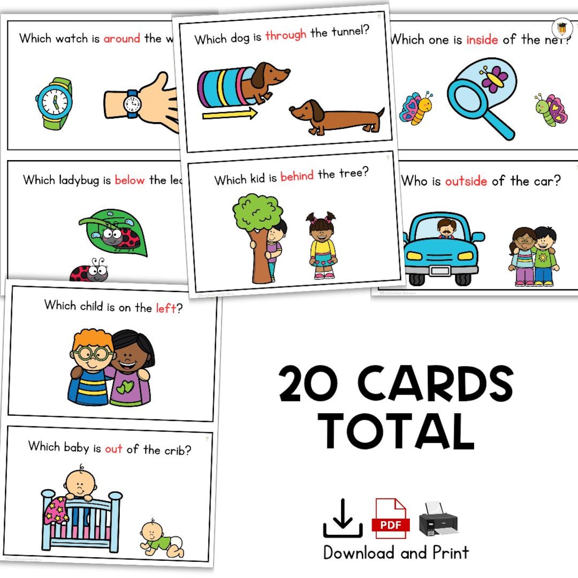 20 Prepositions Task Cards | Vocabulary | Parts of Speech | Positional ...