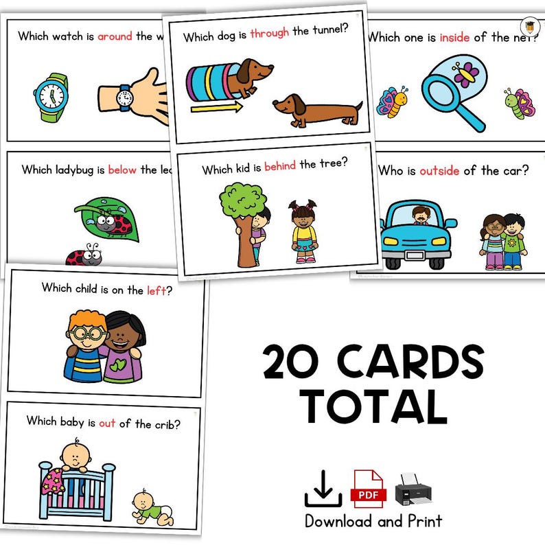 20 Prepositions Task Cards | Vocabulary | Parts of Speech | Positional ...