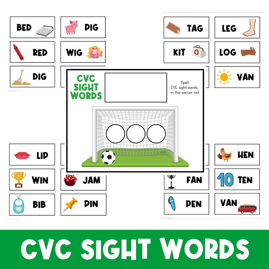 CVC Soccer Sight Words | Sight Words | Literacy Centers | Busy Book ...