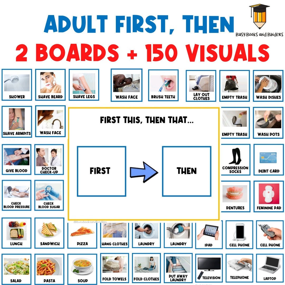 ADULT: REAL PICTURES | First Then Board | Visual Aid | Visual Schedule ...