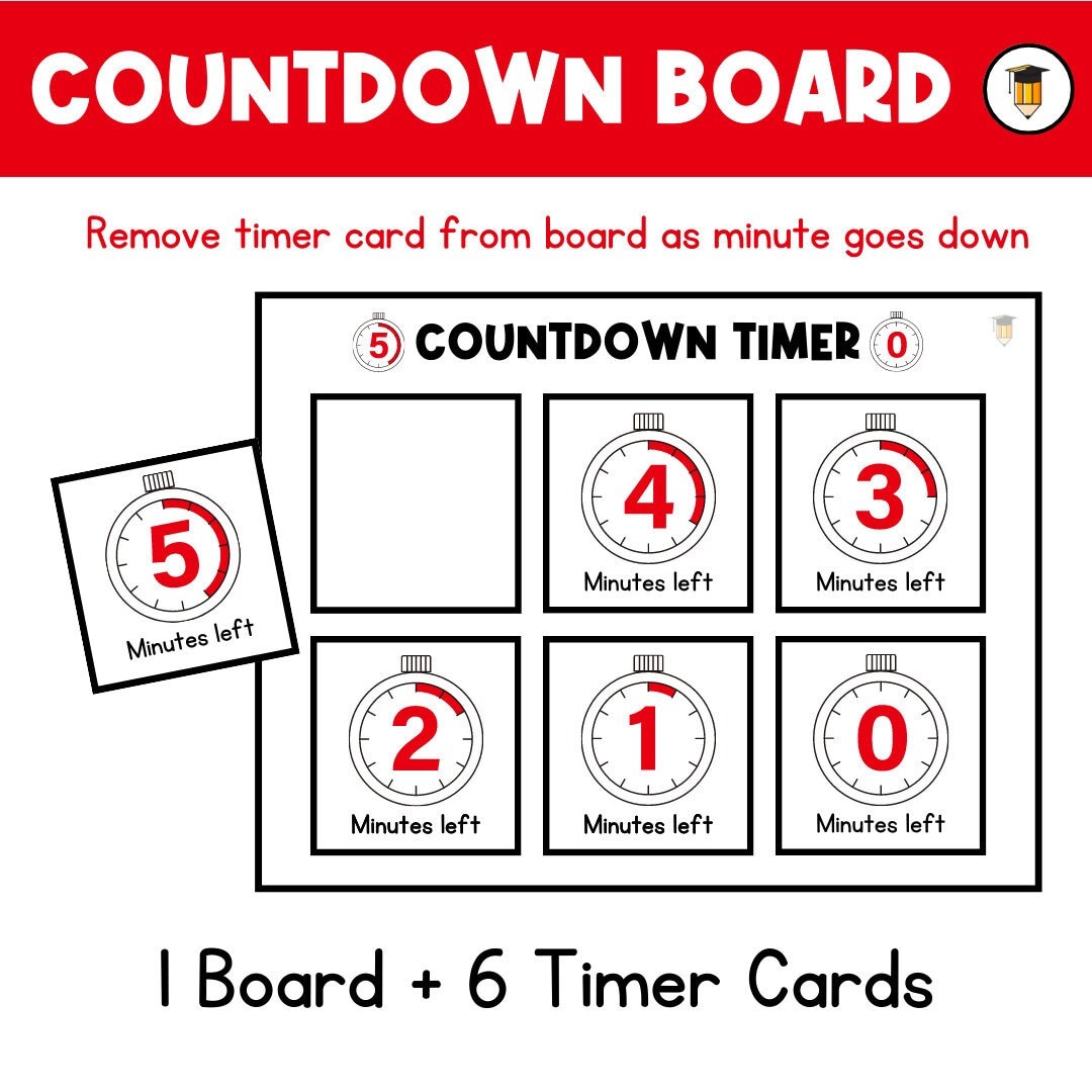 Visual Timer Board Countdown Cards Behavior Visuals Classroom Management Counting Time