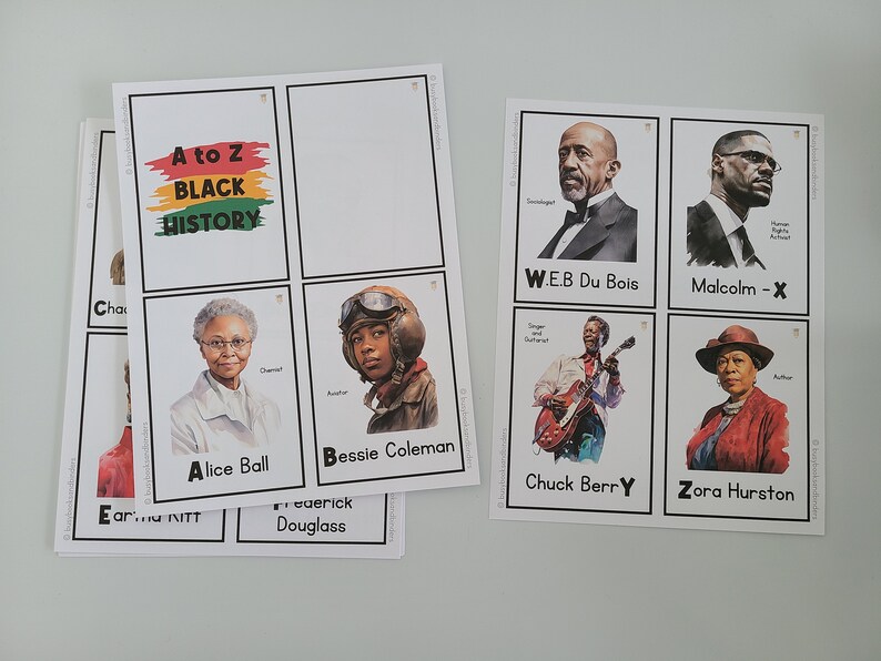 PHYSICAL COPY: Abcs Black History Flashcards | Bulletin Board Display ...