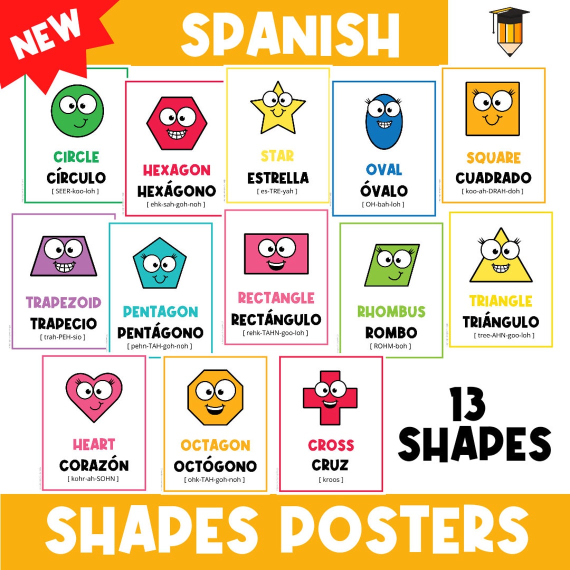 Spanish Posters Numbers 1 to 10 Colors Shapes - Etsy