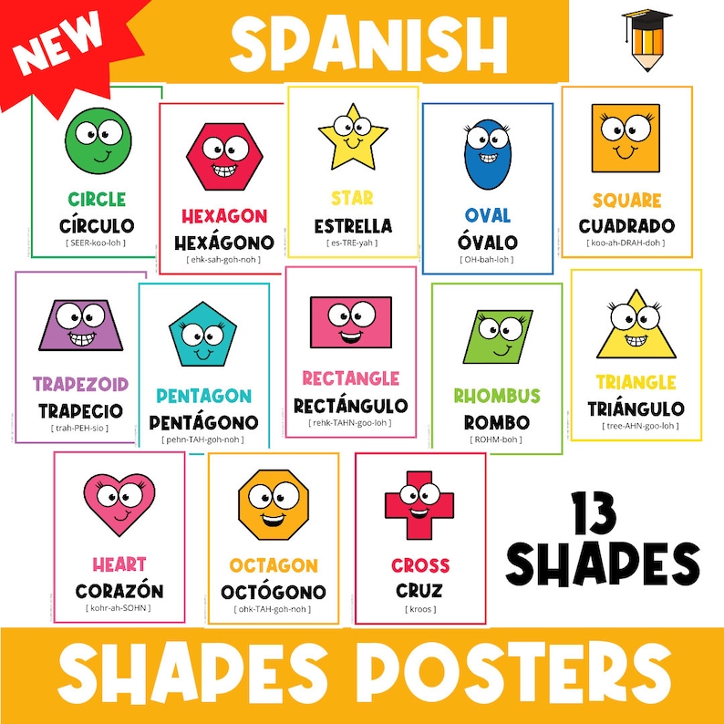 Spanish Posters Numbers 1 to 10 Colors Shapes - Etsy