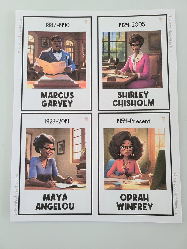 16 CARTOON Black History Flashcards | Bulletin Board Display | Black ...