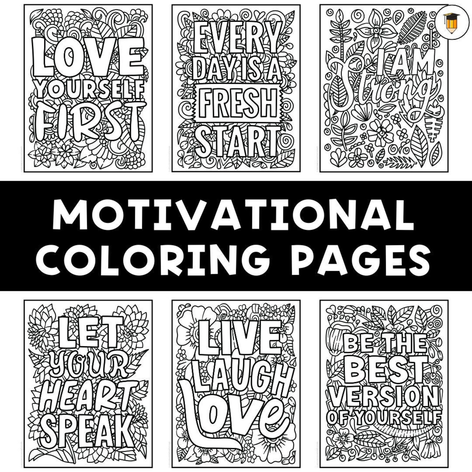 Motivational Coloring Pages | Adult Coloring Book | Positive | Daily ...