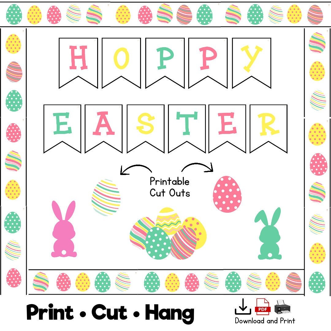 HOPPY EASTER Bulletin Board | Spring Theme | Happy Easter | Display ...