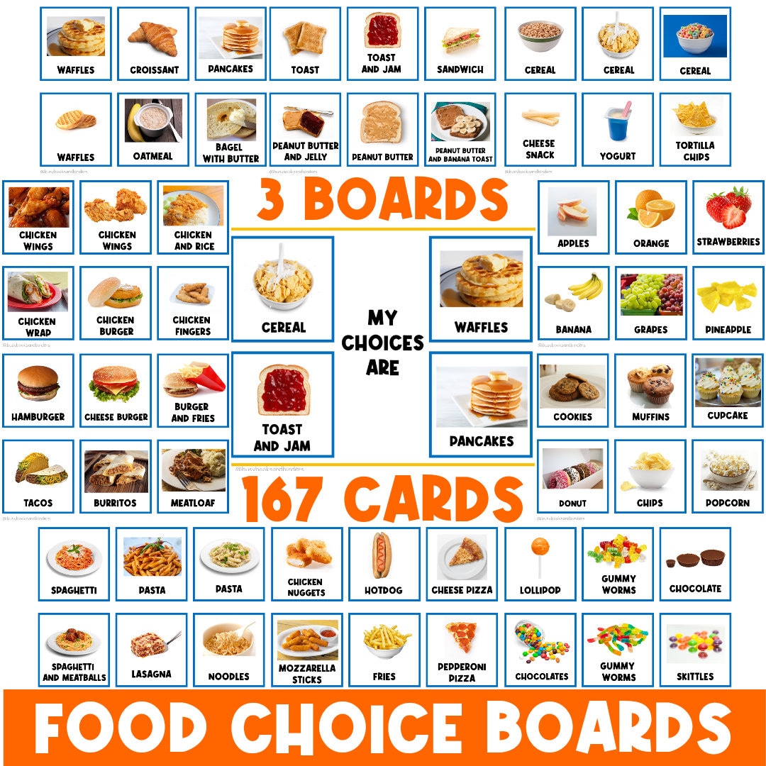 REAL PICTURES: 167 Food Cards + 3 Choice Boards | Food Visual Aid ...