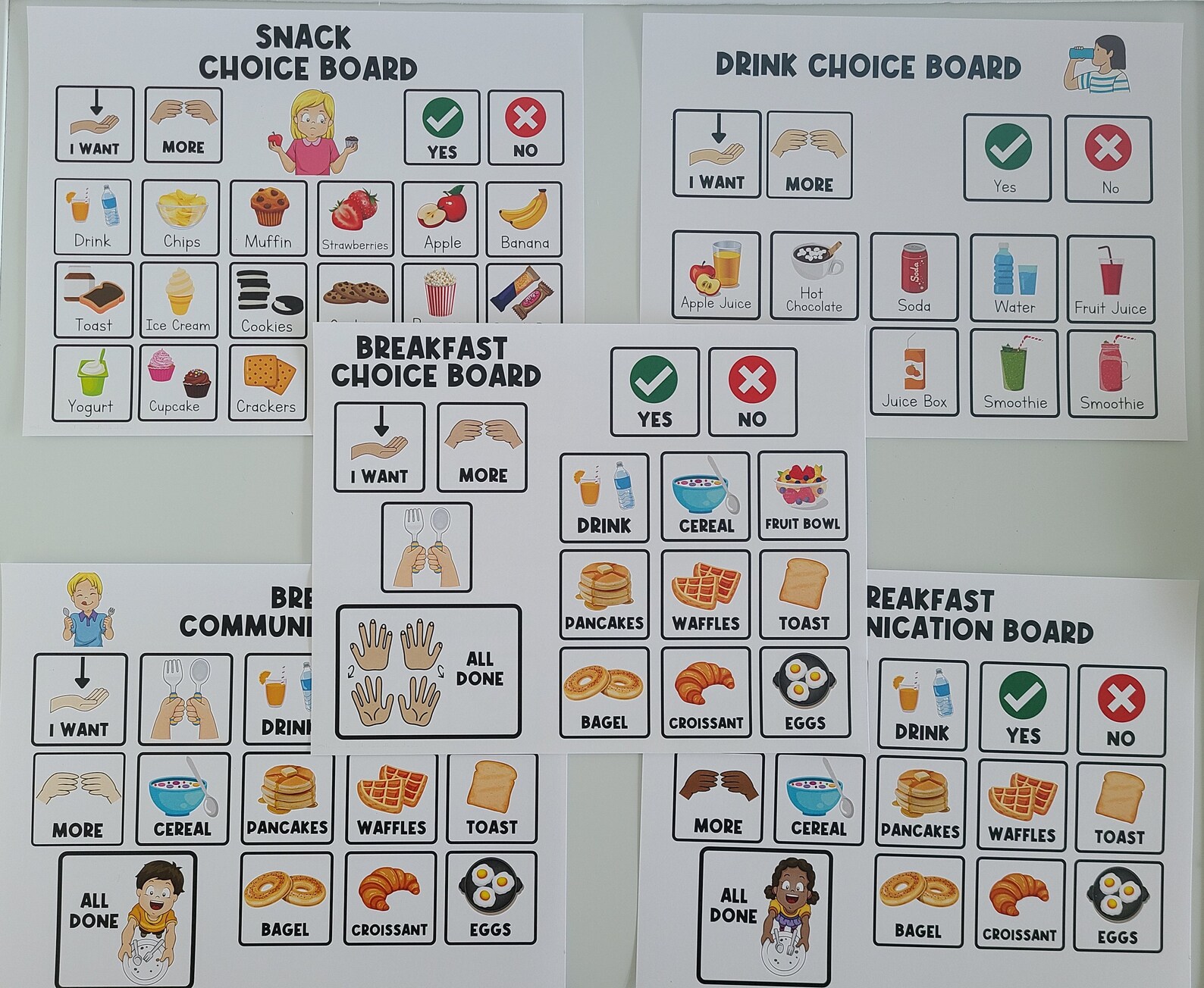 PHYSICAL COPY: Food Communication Choice Board | Food Pictures | Visual ...