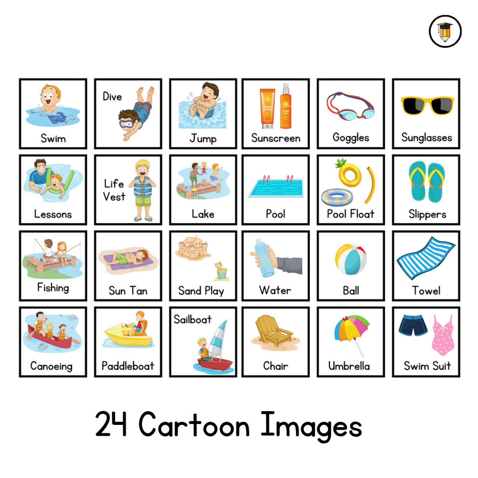 36 POOL PICTURE CARDS | First Then Board | Visual Aid | Toddler ...