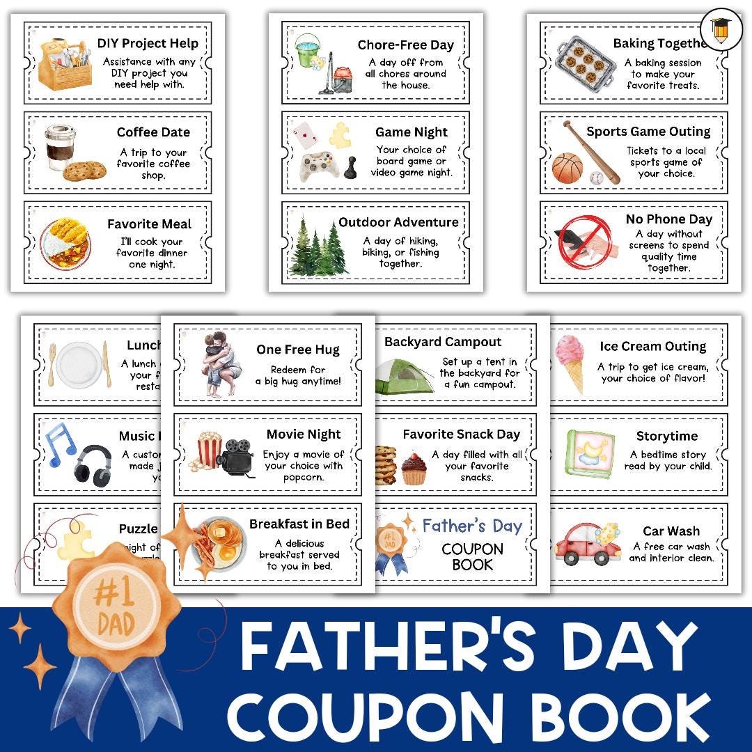 Father's Day Coupon Book | Printable Gift | Gifts for Dads | Gifts From ...