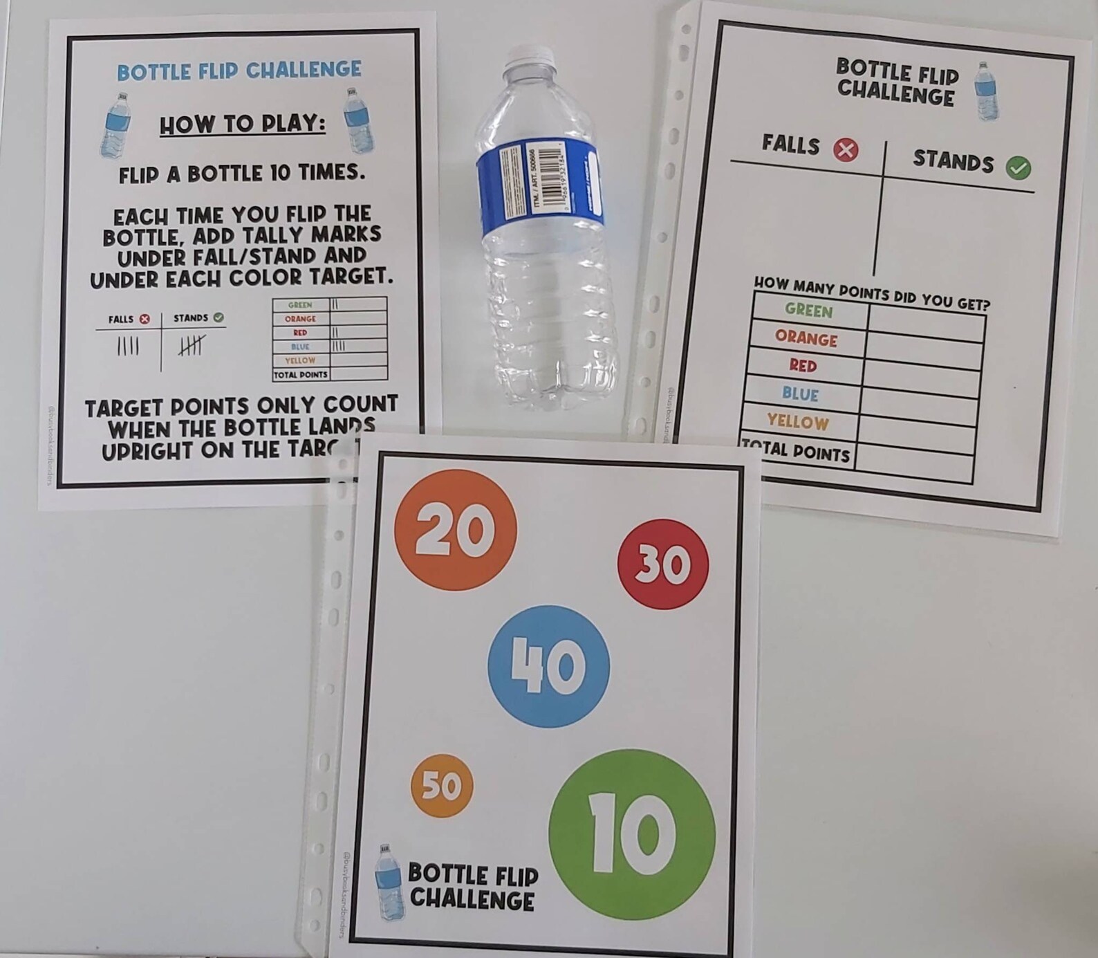 Water Bottle Flip Challenge | Paper Games | Printable Activities ...