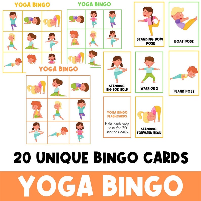 Yoga Bingo | Fitness Flashcards | Kids Exercises | Flash Cards for Kids ...