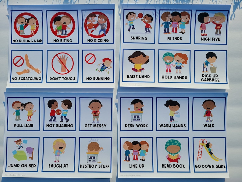 72 BEHAVIOR Picture Cards | First Then Visual Aid | Toddler | Behavior ...