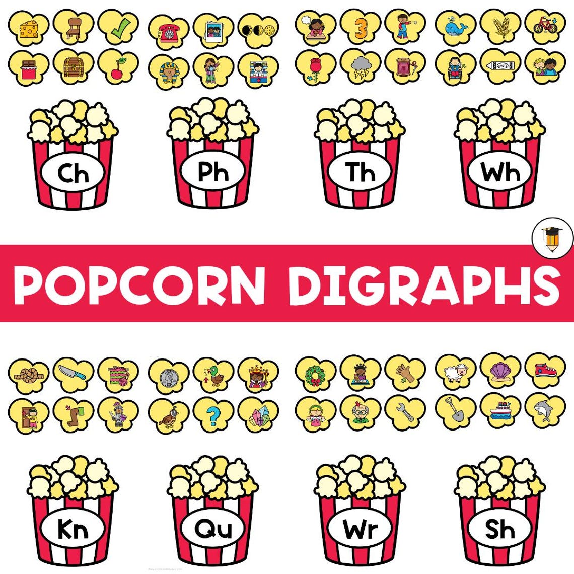 Popcorn Digraph | Phonics | Sorting | Vowels | Small Group Activities ...