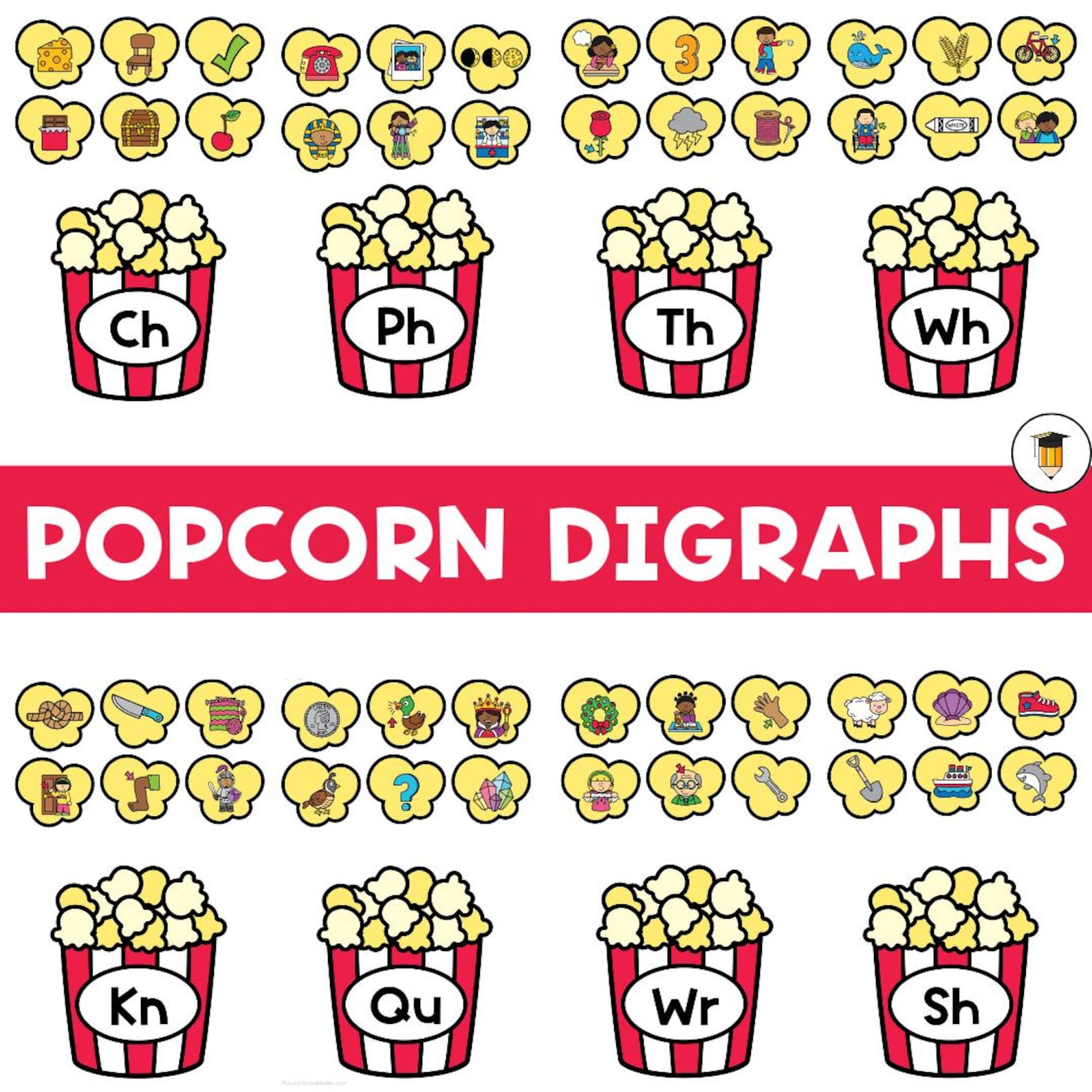 Popcorn Digraph | Phonics | Sorting | Vowels | Small Group Activities ...